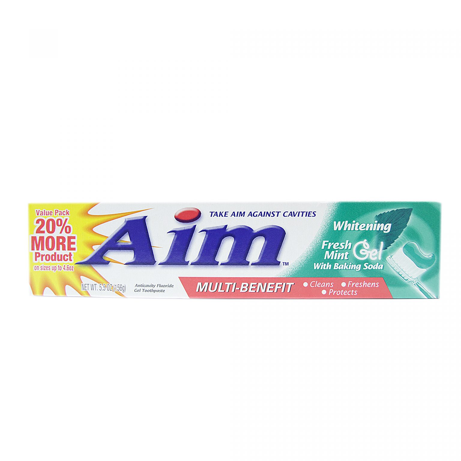 Aim Toothpaste Whitening Fresh Mint Gel Baking Soda 5.5 Oz - Jollys ...