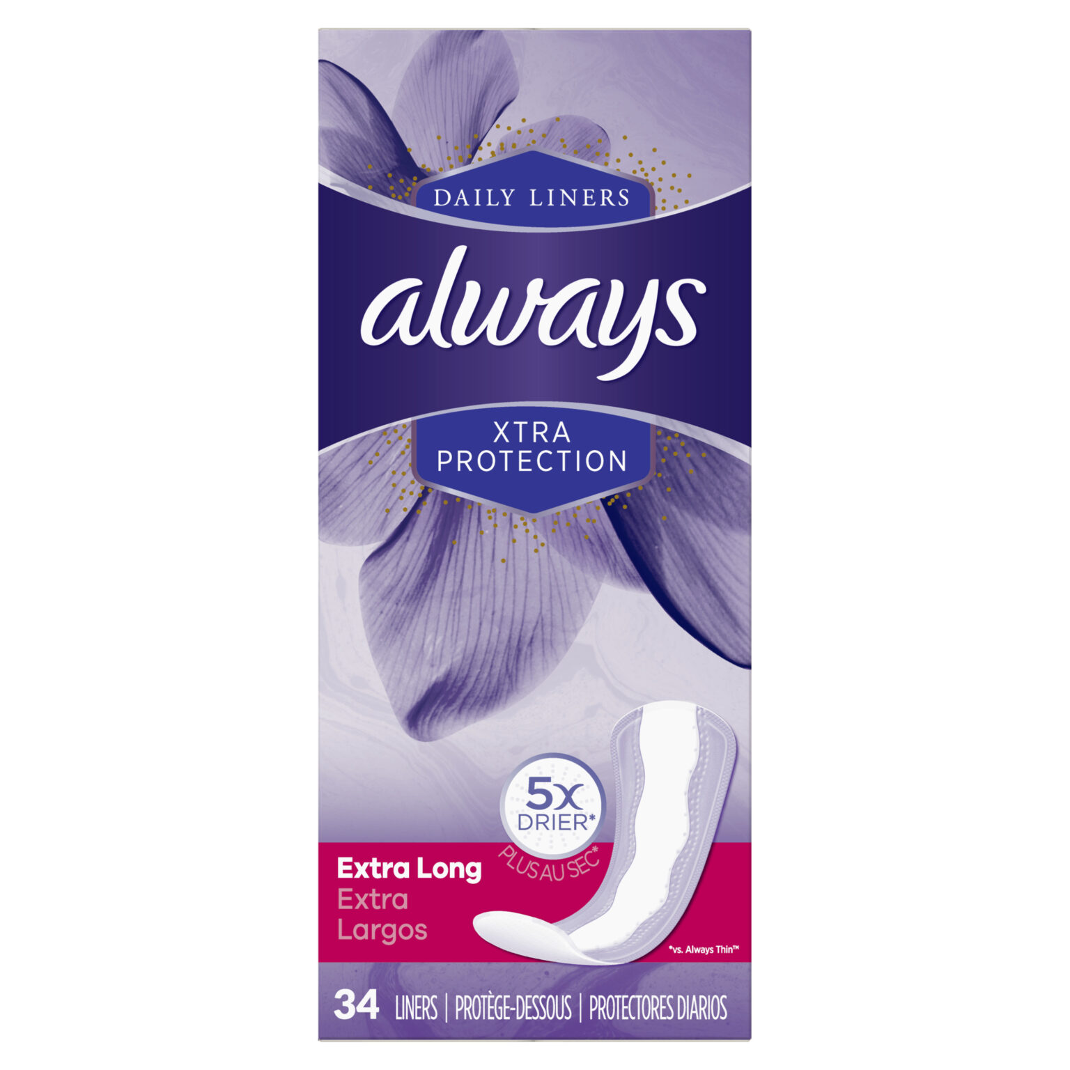 Always Daily Xtra Protection Liner Extra Long 34ct - Jollys Pharmacy ...
