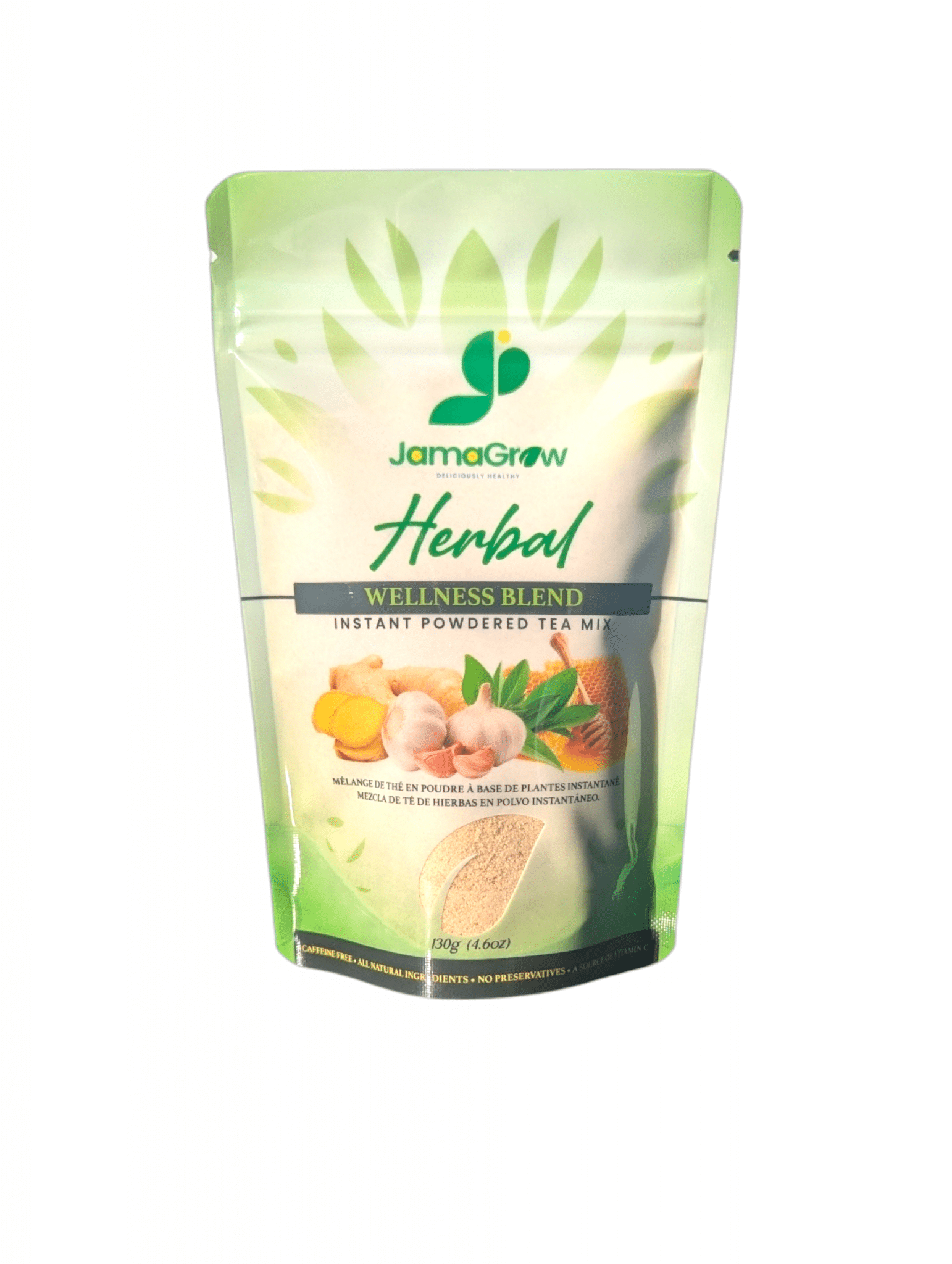 JamaGrow Herbal Wellness Blend (Instant Ginger Herbal) Drink Mix 130g ...